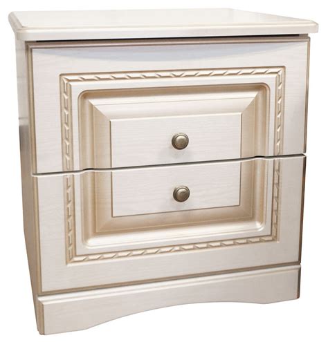 Тумба Прикроватная Николь Корпус ДСП Белый Фасад МДФ Белое Дерево с Патиной Світ Меблів Tm