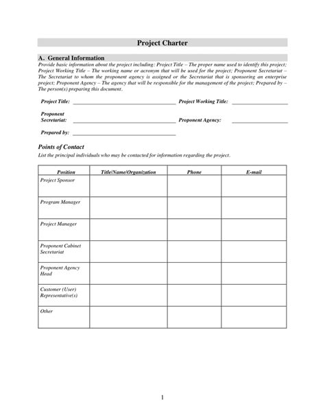 Project Charter Template In Word And Pdf Formats