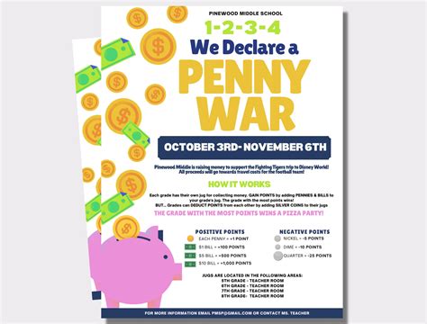 Penny War Fundraiser Flyer For School Coin Drive Canva Template