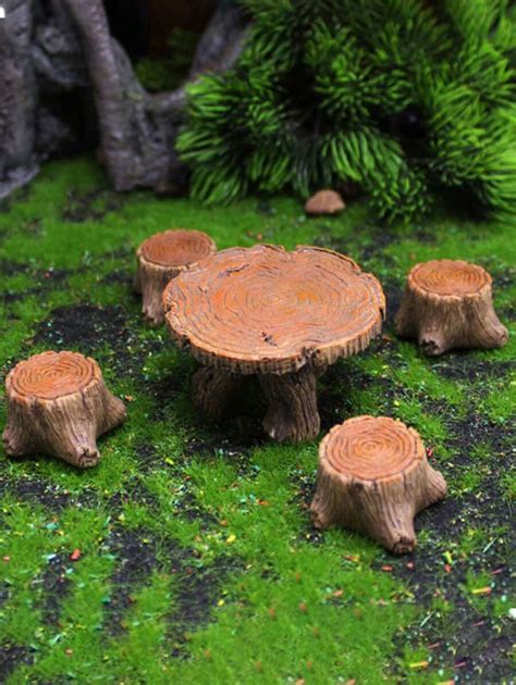 Cute Table Chair 1 Set Table And Chair Accessories Resin Wooden