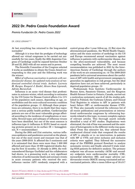 Pdf 2022 Dr Pedro Cossio Foundation Award