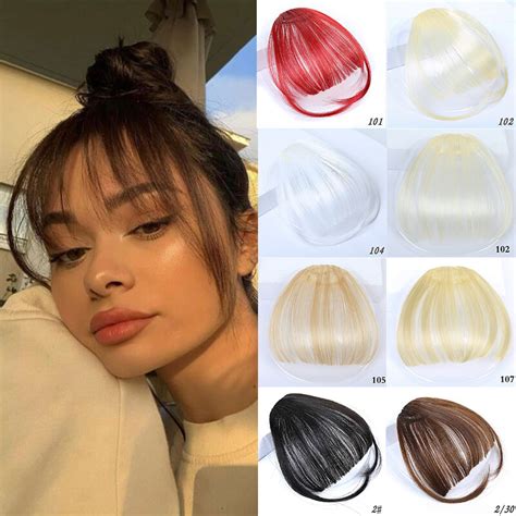 짧은 앞 깔끔한 앞머리 고온 합성 섬유 헤어 익스텐션의 가짜 프린지 클립 블랙 브라운 금발 가짜 앞머리 합성 헤어