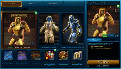Flash Sale 11 December 2022 Cassus Fetts Armor Set 720 Cc Rswtor
