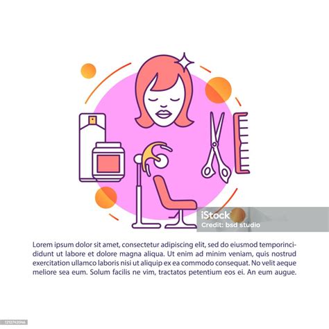 미용사 서비스 기사 페이지 벡터 템플릿입니다 이발 헤어 스타일 브로셔 잡지 선형 아이콘과 텍스트 상자소책자 디자인 요소 인쇄