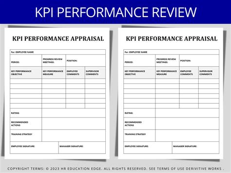 Kpi Performance Appraisal Employee Performance Periodic Objectives Annual Review Yearly