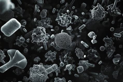 Highly Detailed Microscope View Of Pm25 Particles Of Various Irregular Shapes And Sizes Stock
