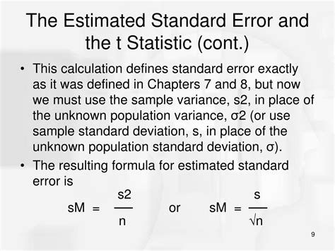 ppt chapter 9 introduction to the t statistic powerpoint