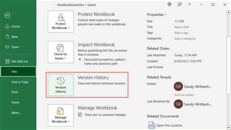 how to view excel files version history and restore previous versions