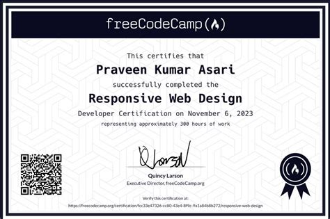 Freecodecamp Coding Learning Webdevelopment Techjourney Certification Asari Praveen