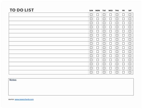 Free Pdf Weekly Checklist Templates