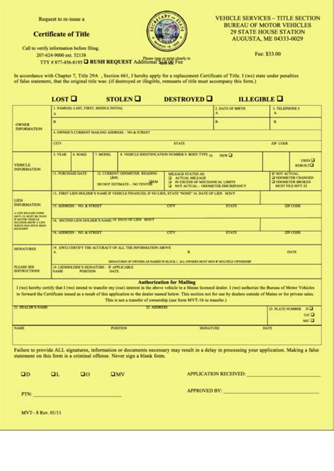 Fillable Request To Re Issue A Certificate Of Title Printable Pdf Download