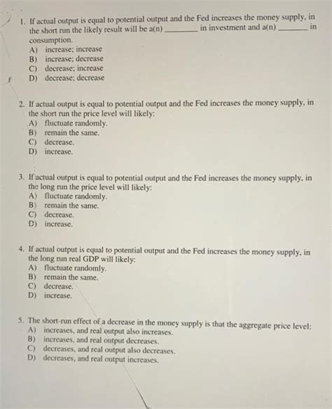 Solved If Actual Output Is Equal To Potential Output And Chegg Com