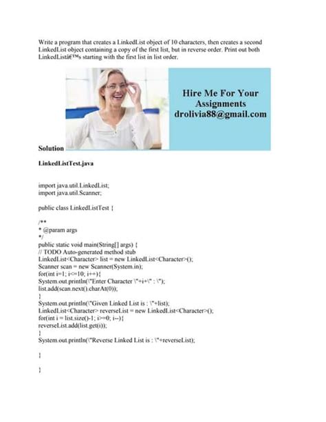 Write A Program That Creates A Linkedlist Object Of 10 Characters Thedocx