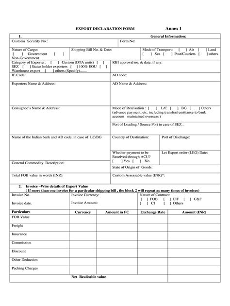 Export Declaration Form Fill Out And Sign Online Dochub