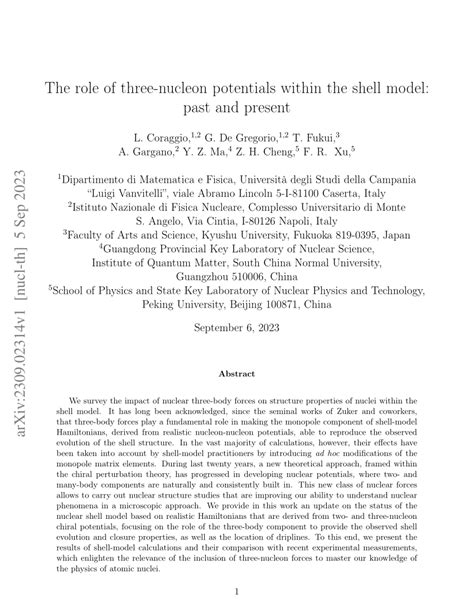 Pdf The Role Of Three Nucleon Potentials Within The Shell Model Past And Present
