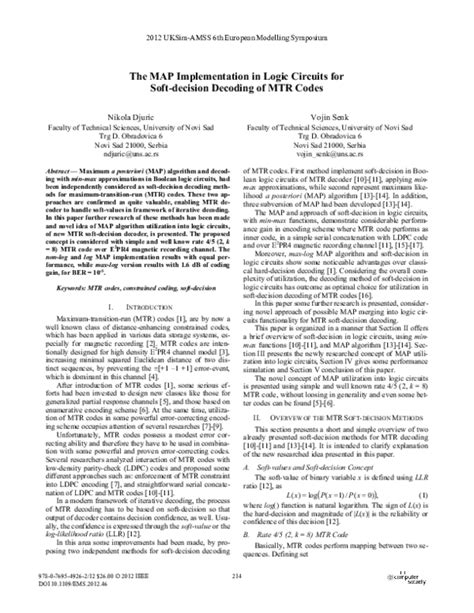 Pdf The Map Implementation In Logic Circuits For Soft Decision