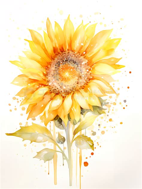 插画ai数字艺术 向日葵水彩卡通插画 ai平面元素免费下载 png格式 2784像素 编号69310950 千图网