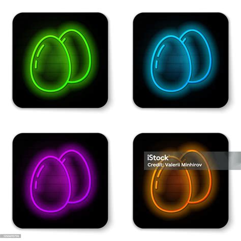 흰색 배경에 고립 된 빛나는 네온 라인 치킨 계란 아이콘 검은 색 사각형 버튼 벡터 건강한 생활방식에 대한 스톡 벡터 아트 및 기타 이미지 건강한 생활방식 검은색