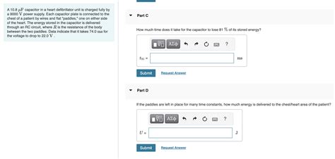 Solved A 10 8μF capacitor in a heart defibrillator unit is Chegg com