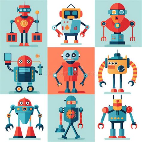 in this particular set there are many diverse types of robots stock illustration illustration