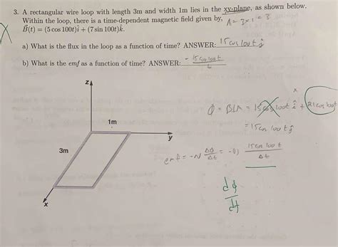 solved a rectangular wire loop with length 3m ﻿and width 1m