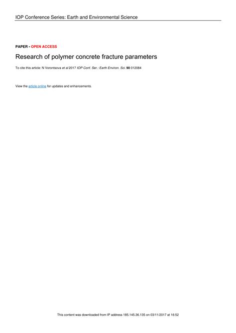 Pdf Research Of Polymer Concrete Fracture Parameters