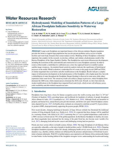 Pdf Hydrodynamic Modeling Of Inundation Patterns Of A Large African