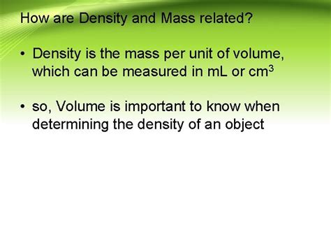 Determining Density Weight And Mass Weight And Mass