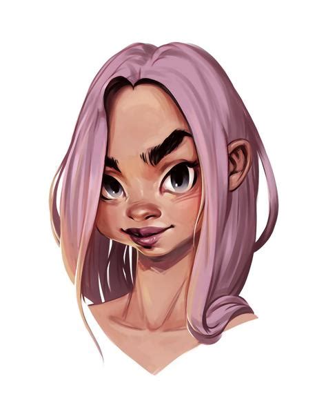 دختر کارتونی زیبا مو صورتی آدامس بادکنکی نقاشی دیجیتال 1533563