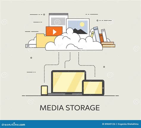 Computer Device Data Cloud Storage Security Flat Design Illustration Stock Illustration