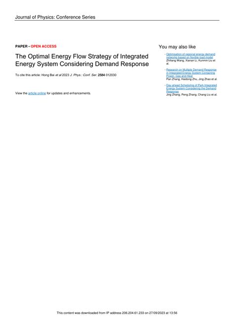 Pdf The Optimal Energy Flow Strategy Of Integrated Energy System Considering Demand Response