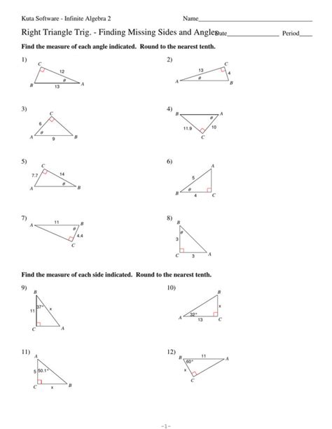 find each angle measure worksheet answers