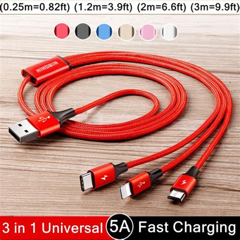 Universal 3 In 1 Usb Charge Cable For Android Phone Micro Usb Typec Cable Charging Cable For