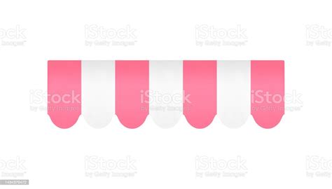 식료품 쇼케이스 줄무늬 창 캐노피 차양 캔버스 텐트 태양 그늘은 현실적인 3d 아이콘 벡터를 보호합니다 캐노피에 대한 스톡 벡터