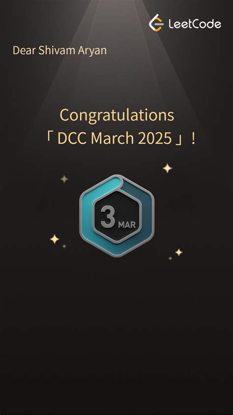#leetcode #dailycodingchallenge #achievement | Shivam Aryan