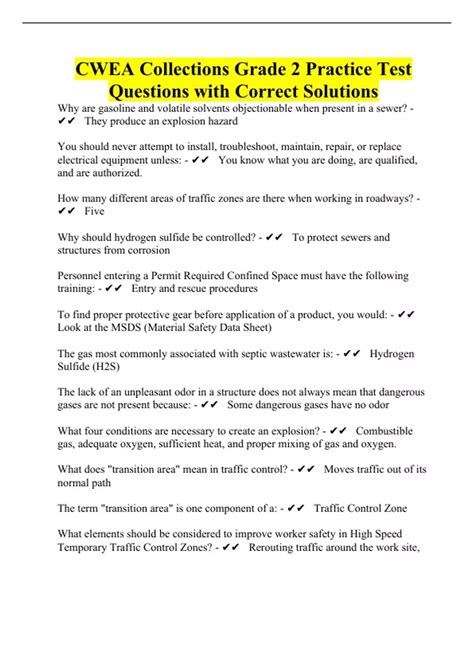 Cwea Collections Grade 2 Practice Test Questions With Correct Solutions Cwea Stuvia Us