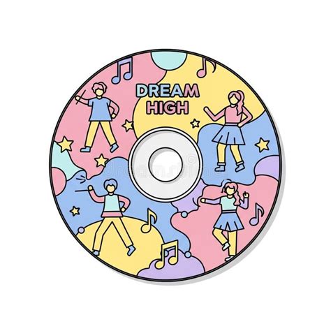 Colorful Cd With Cartoon Characters Dancing And Musical Notes