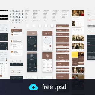 Mobile Material Design UI Kit Free PSD Download PSD