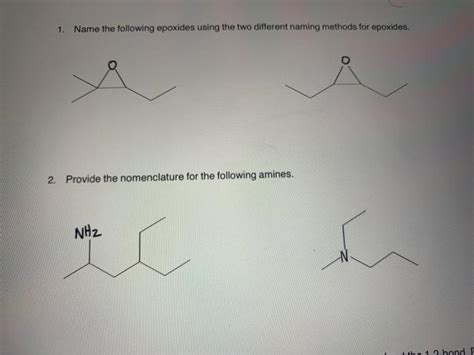 Solved 1 Name The Following Epoxides Using The Two