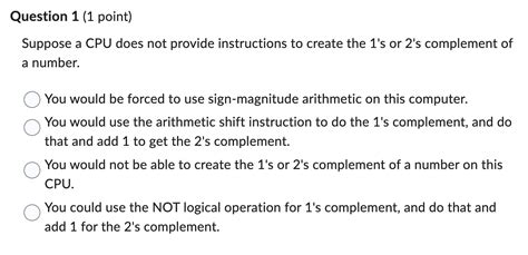 Solved Question Point Suppose A CPU Does Not Provide Chegg