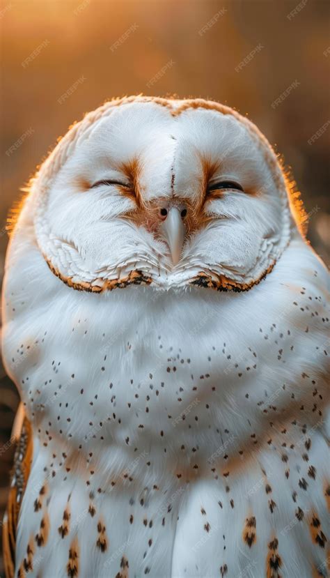 Peaceful Sunset With Smiling Snowy Owl A Tranquil Moment Captured In Nature Perfect For Wildlife