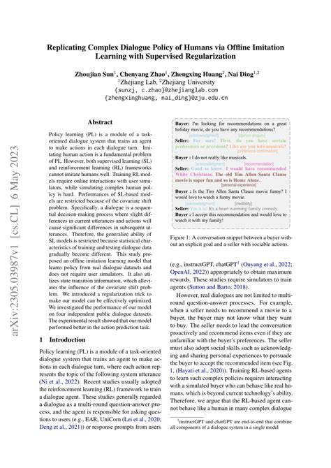 Pdf Replicating Complex Dialogue Policy Of Humans Via Offline