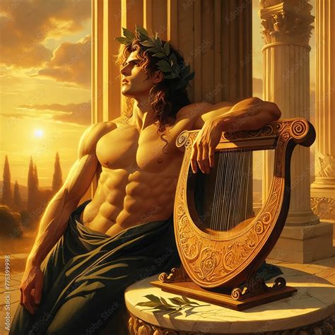 Apollo The Olympian God Playing Lyre God Of Archery Music And Dance