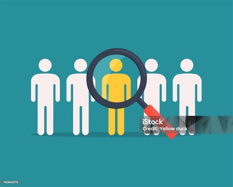 직원 아이콘을 찾는 검색 직업 돋보기 인적 자원 관리 직원 선택 기호 채용 및 지원자 개념 평면 스타일의 벡터 일러스트 레이 션 일자리 찾기에 대한 스톡 벡터 아트 및 기타