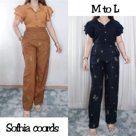 The Latest Brands Sofhia Coordinates Set Of Blouse And Pants M L Shopee Philippines