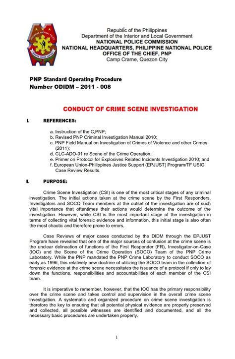 PNP SOP On CSI S Hatdof Cdi C Specialized Crime Investigation Studocu