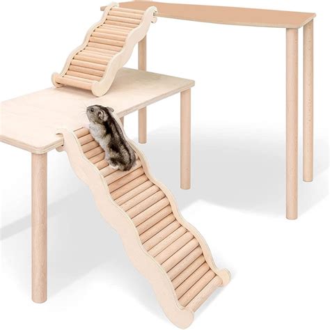 Natural Wood Ladder Toy Climbing Ramp Bridge For Ferrets Chinchillas