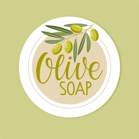 Premium Vector Label For Olive Soap With Olive Branch Sketch Circle Tag With Olive Branch Vector