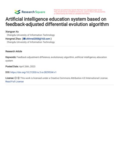 Pdf Artificial Intelligence Education System Based On Feedback
