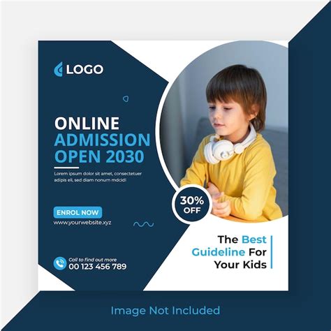 학교 입학 소셜 미디어 및 웹 배너 템플릿 프리미엄 벡터